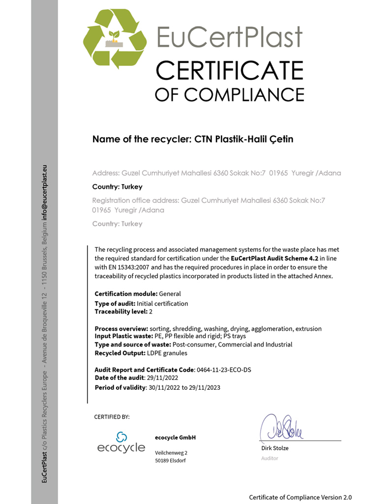 Certificates – CTN PLASTİK | LDPE Plastik Granül Üretimi | ADANA